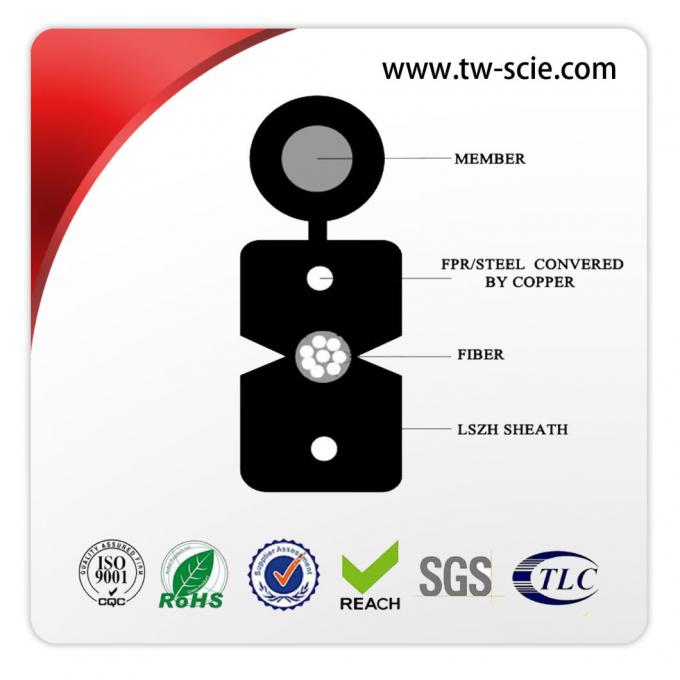 2 Core Outdoor HS Code 8544700000 With Steel Wire Strengthen FTTH ...